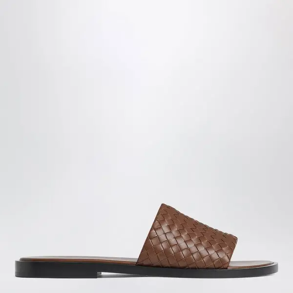 Bottega Veneta Elio Woven Leather Mules - Brown