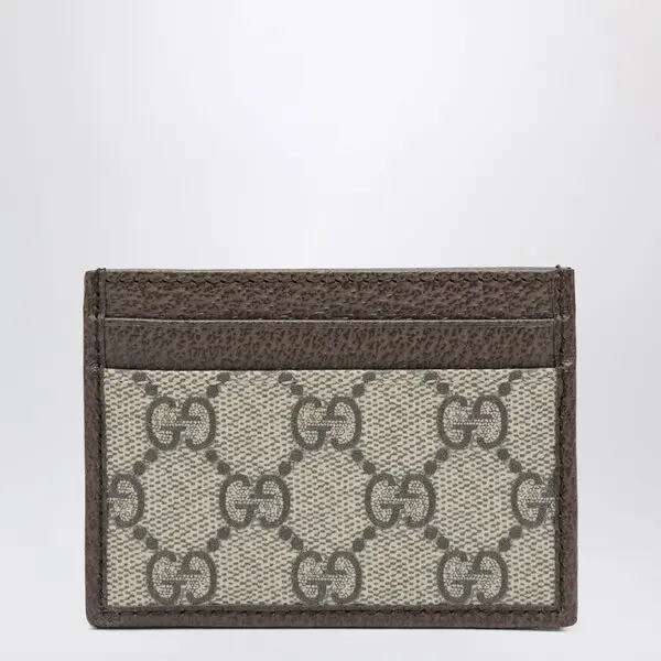 Gucci Ophidia Gg Supreme Card Holder In /dark Brown