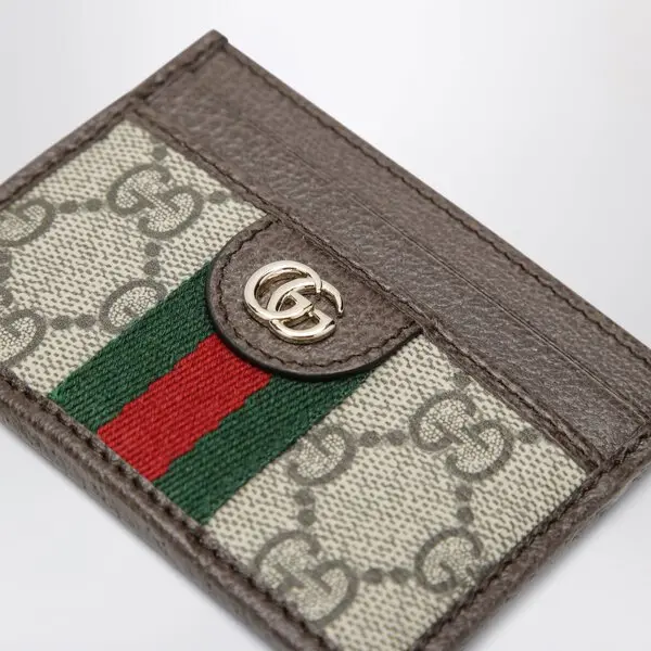 Gucci Ophidia Gg Supreme Card Holder In /dark Brown