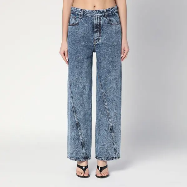 Alaïa Twisted Stonewashed Denim Jeans - Blue
