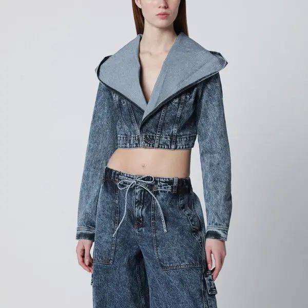 Alaïa Denim Hooded Jacket - Blue