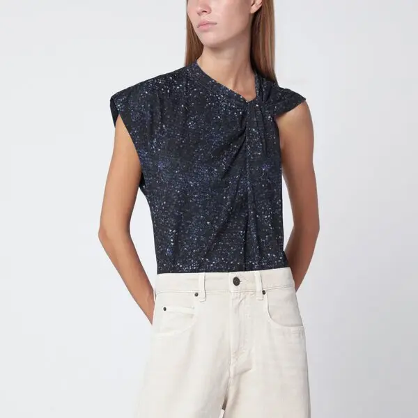 Isabel Marant Étoile Nayda Asymmetrical T-shirt With Midnight Print - Blue