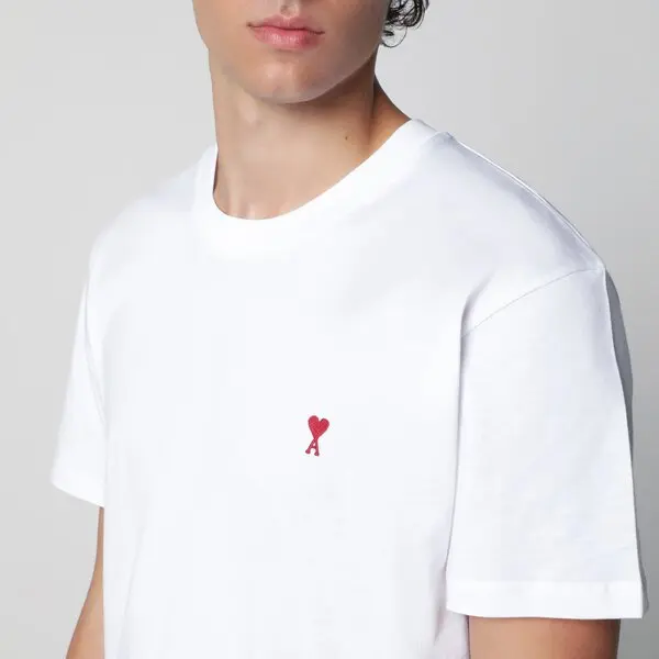 AMI Paris Cotton T-shirt With Embroidered De Cœur Motif - White