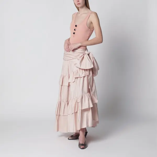 Chloé Long Ruffled Cotton Poplin Skirt - Pink