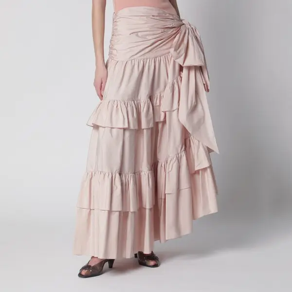 Chloé Long Ruffled Cotton Poplin Skirt - Pink