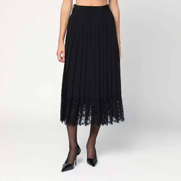 Dolce & Gabbana Gonna Midi In Chiffon And Lace - Black