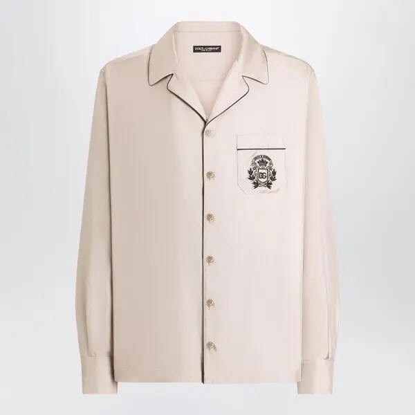 Dolce & Gabbana Silk Shirt With Embroidery - Brown