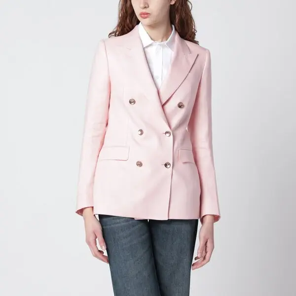 Tagliatore Double-breasted Linen Jacket - Pink