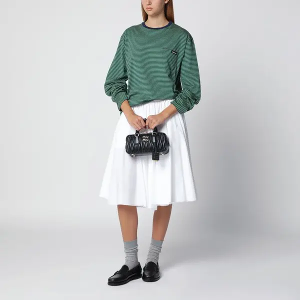 Miu Miu Navy /green Striped Cotton Sweater