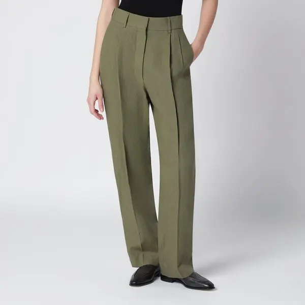 BLAZÉ MILANO Fox Trousers In Linen - Green