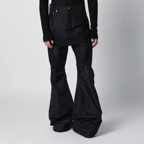 Rick Owens Megastrapped Bolans Jeans In Nylon Canvas - Black