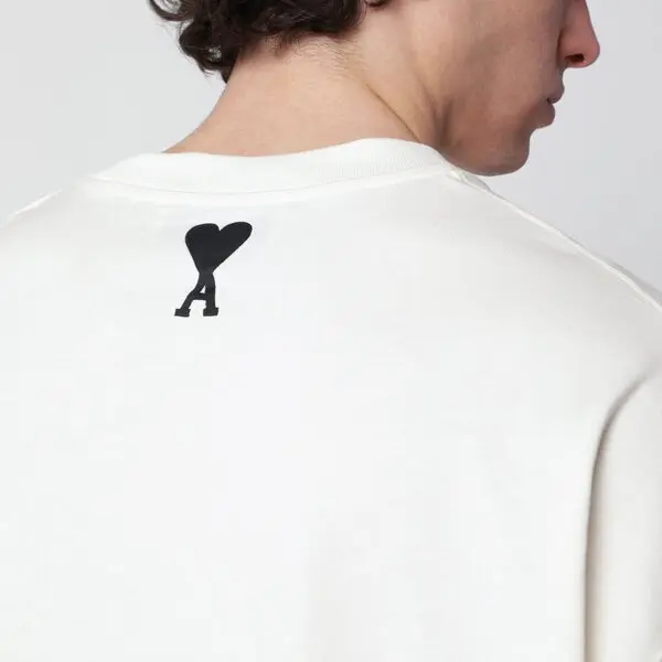 AMI Paris Cream T-shirt With Logo Print