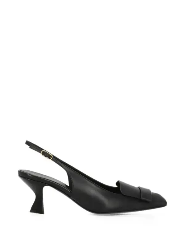 SERGIO ROSSI Plaque-detail Squared-toe Slingback Pumps - Black