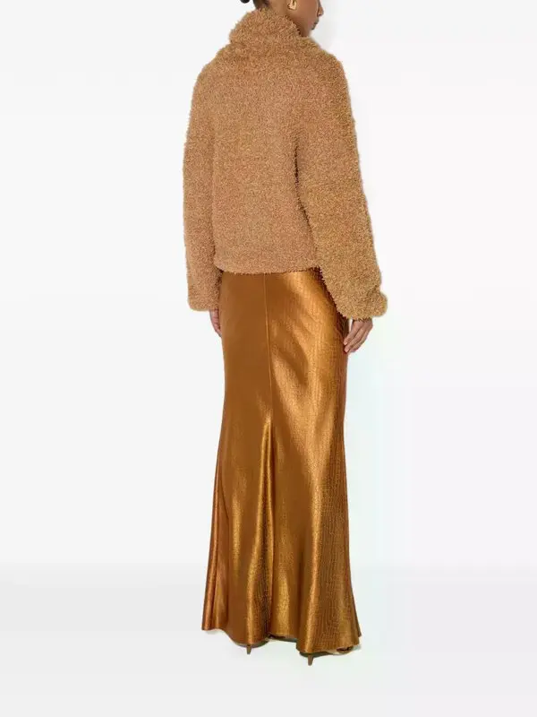 Elisabetta Franchi Satin Skirt With Scale-like Texture - Brown