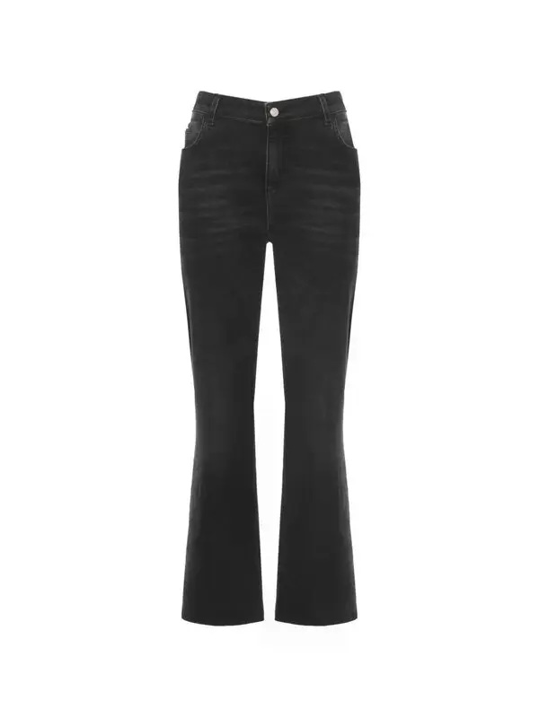 Marella Raw-cut Cropped Flared Jeans - Black
