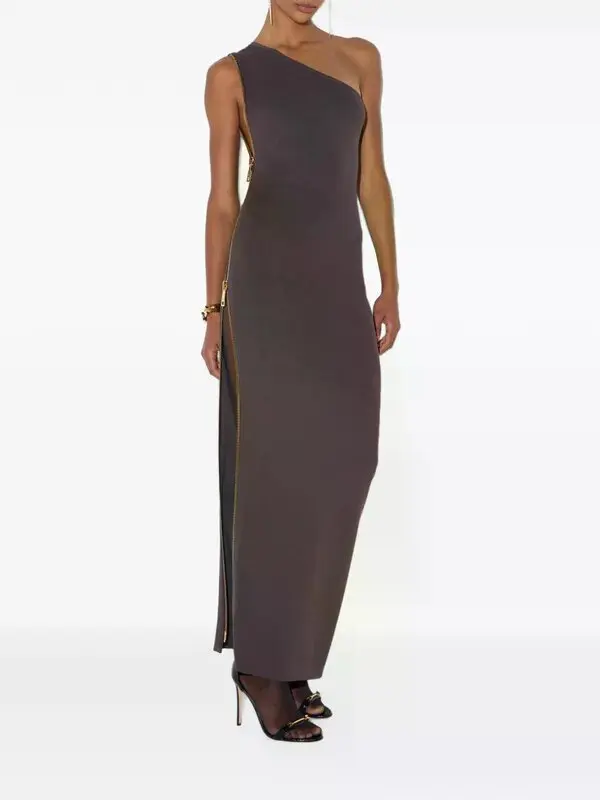 Elisabetta Franchi One-shoulder Knit Maxi Dress With Side Zip Detail