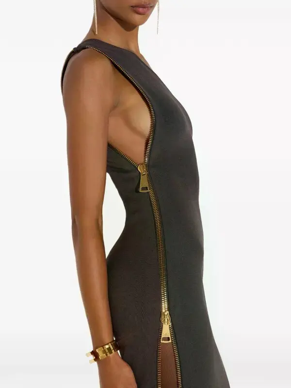 Elisabetta Franchi One-shoulder Knit Maxi Dress With Side Zip Detail