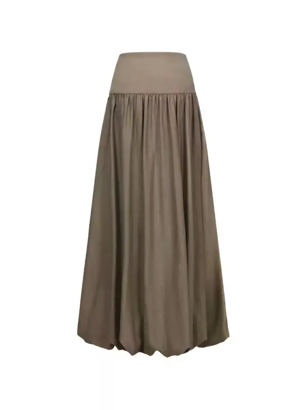 ELYWOOD Shirred Bubble-hem Midi Skirt