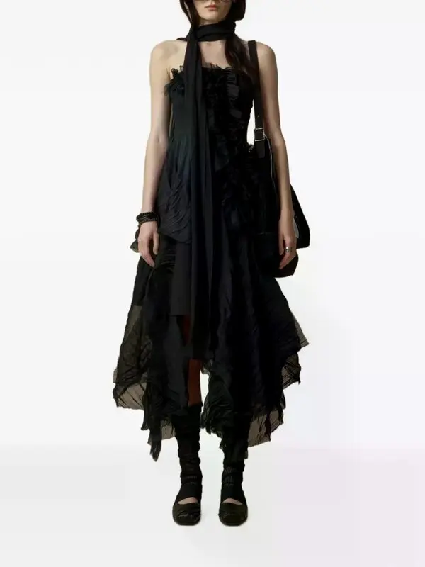 ELYWOOD Ruffled Layered Asymmetric Dress