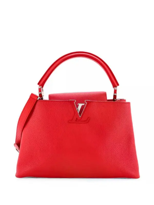 LOUIS VUITTON Capucines Bag Leather Pm Satchel - Red