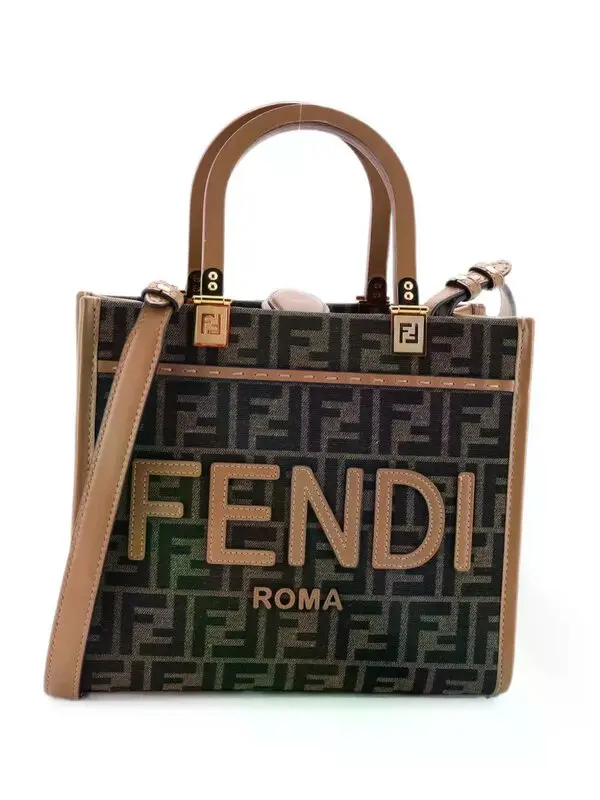 Fendi Sunshine Shopper Zucca Canvas Small Tote Bag - Brown