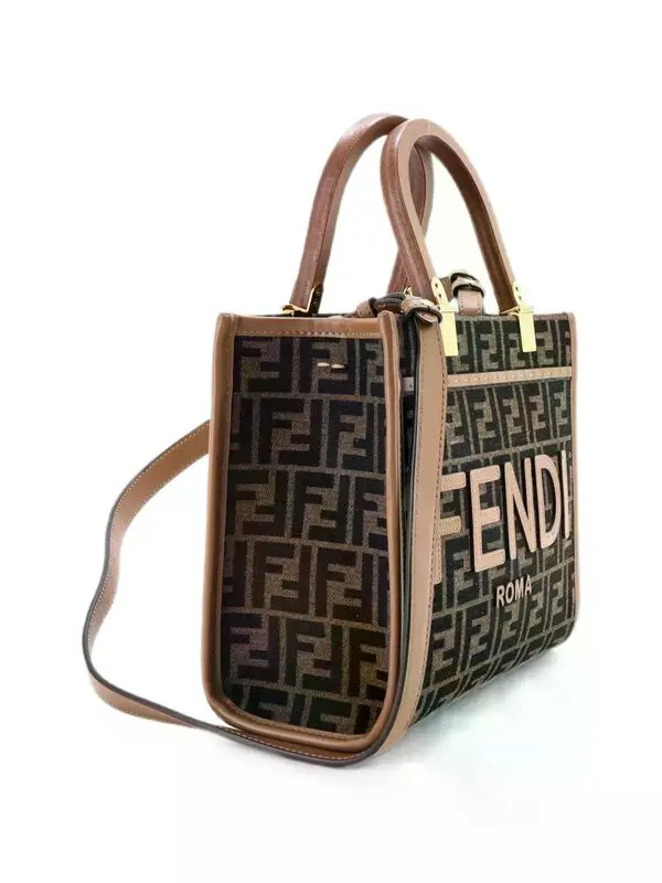 Fendi Sunshine Shopper Zucca Canvas Small Tote Bag