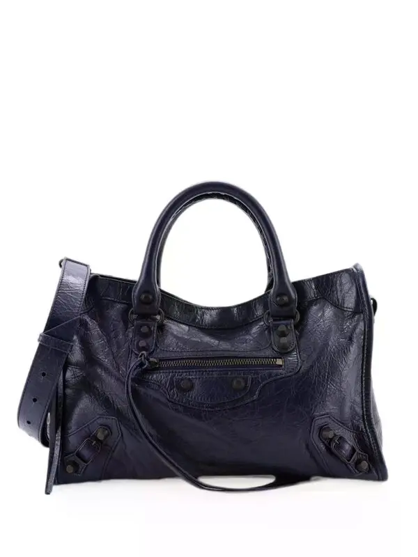 Balenciaga City Classic Studs Bag Leather Small Satchel - Blue