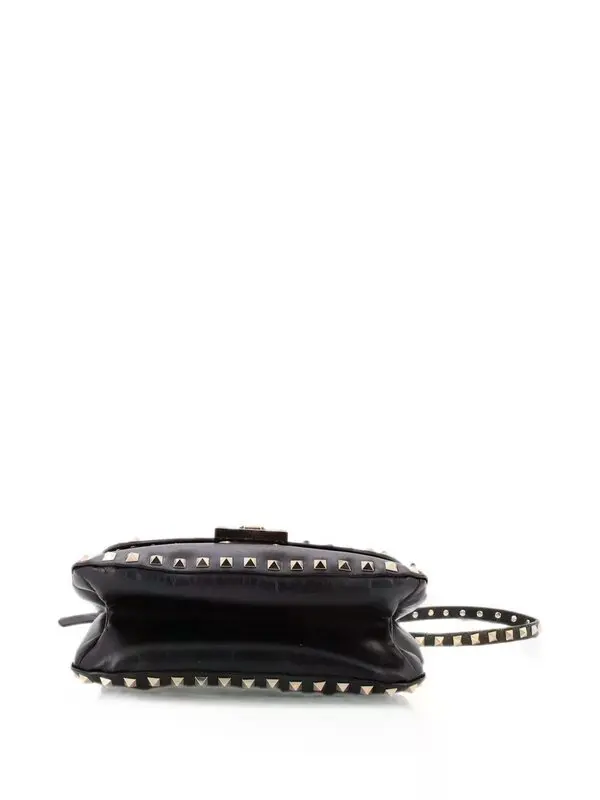 Valentino Garavani Rockstud Flap Leather Shoulder Bag - Black