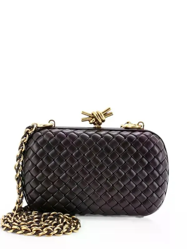 Bottega Veneta Box Knot Nm Intrecciato Nappa Small Clutch Bag - Brown
