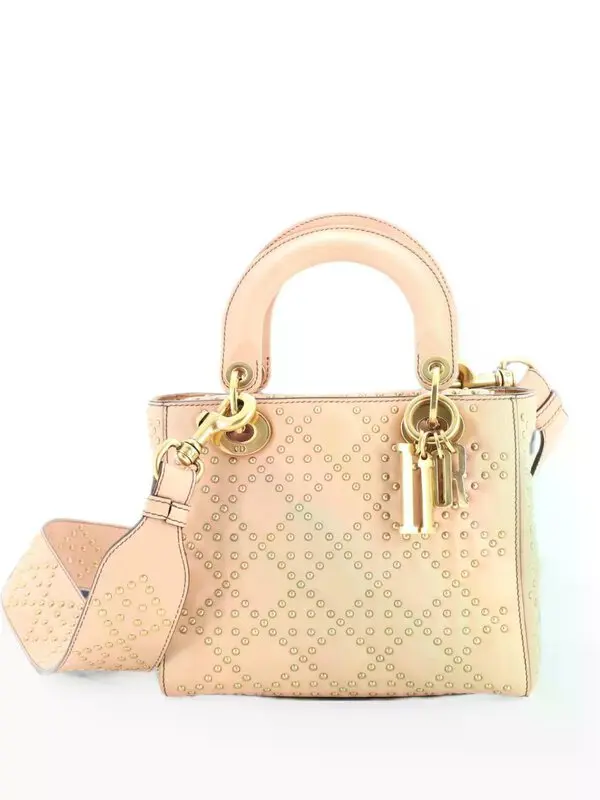 Dior Supple Lady Bag Cannage Studded Lambskin Small Crossbody Bag - Neutrals