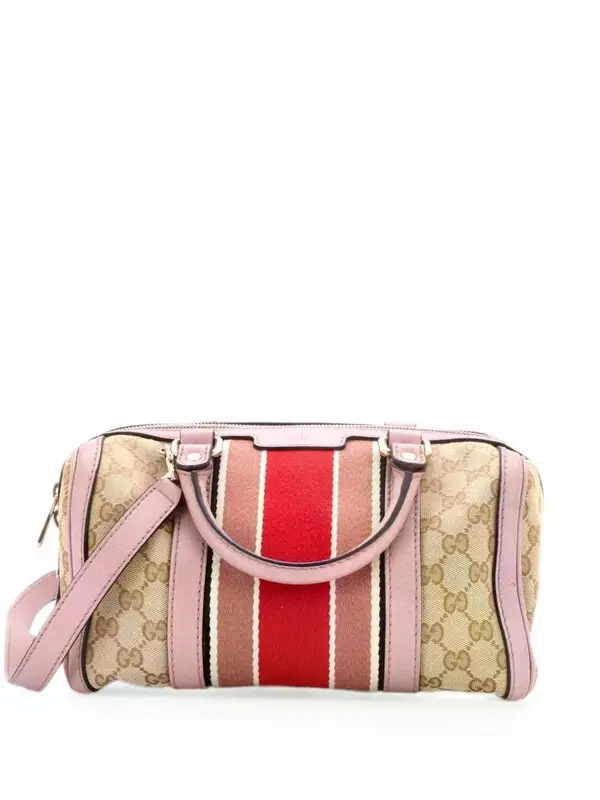 Gucci Vintage Web Boston Bag Gg Canvas Small Satchel - Brown