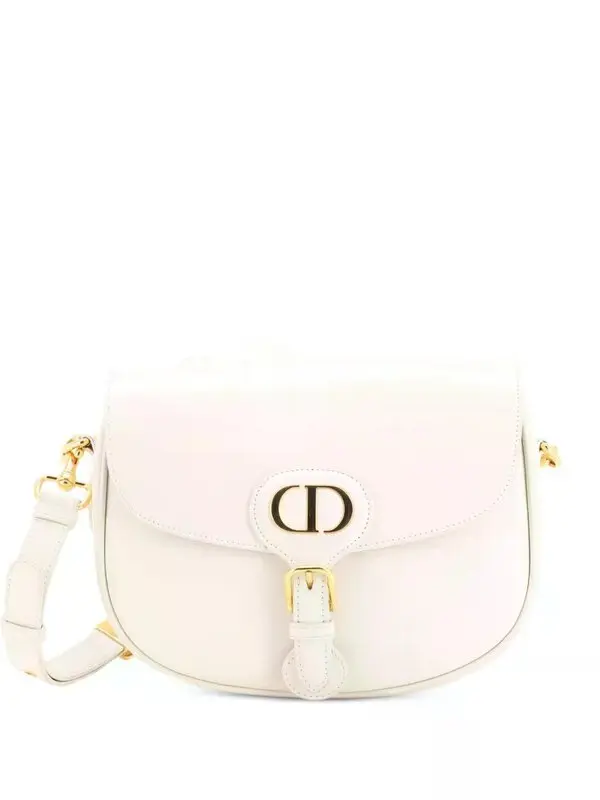 Dior Bobby Flap Bag Leather Medium Crossbody Bag - White