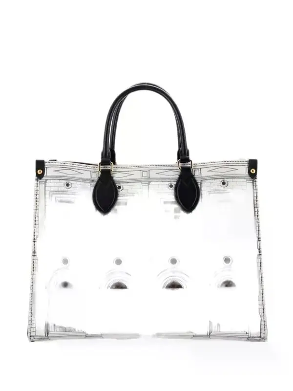 LOUIS VUITTON Onthego Limited Edition Fornasetti Architettura Print Leather And Monogram Canvas Mm Tote Bag - Brown