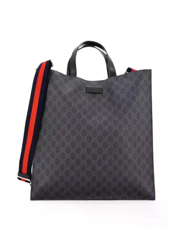 Gucci Convertible Soft Open Gg Coated Canvas Tall Tote Bag - Black