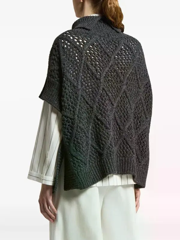 Peserico Diamond-knit Roll-neck Shot-sleeve Sweater