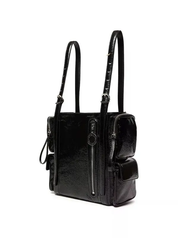 Stella McCartney Crinkled-finish Multi-pocket Tote Bag - Black