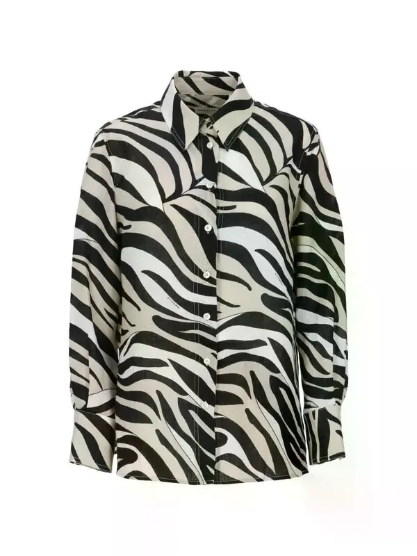 Marella Zebra-print Long-sleeved Shirt - Black