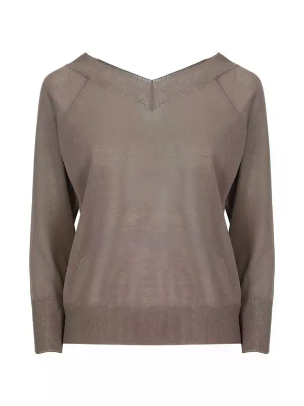 Marella V-neck Raglan-sleeved Sweater - Brown