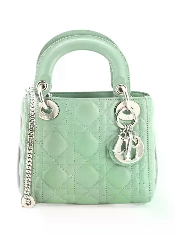 Dior Lady Chain Bag Cannage Quilt Lambskin Mini Satchel - Green