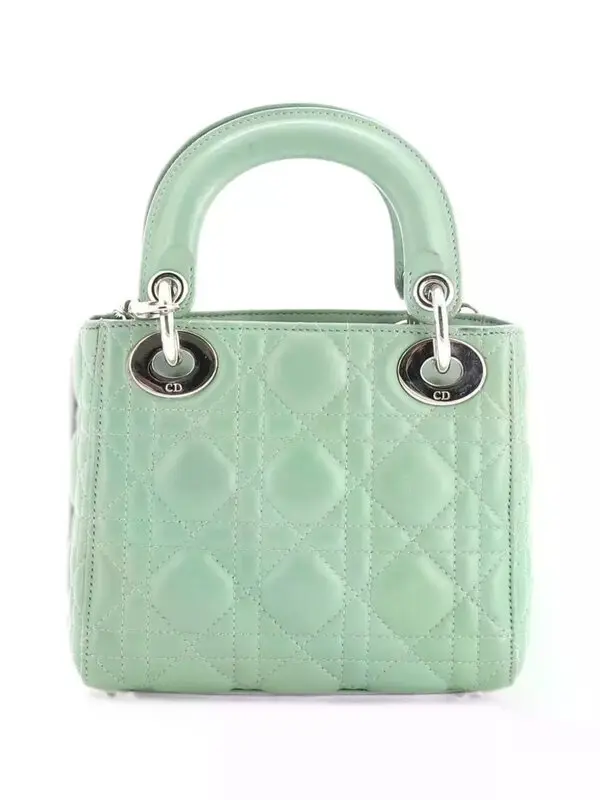 Dior Lady Chain Bag Cannage Quilt Lambskin Mini Satchel - Green