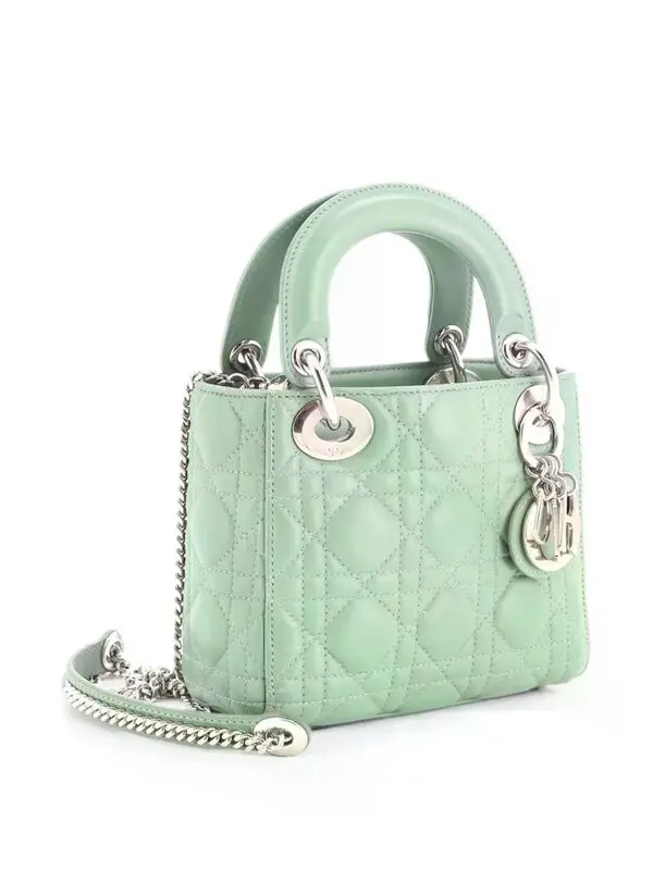 Dior Lady Chain Bag Cannage Quilt Lambskin Mini Satchel - Green