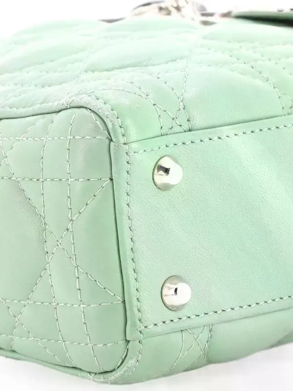 Dior Lady Chain Bag Cannage Quilt Lambskin Mini Satchel - Green