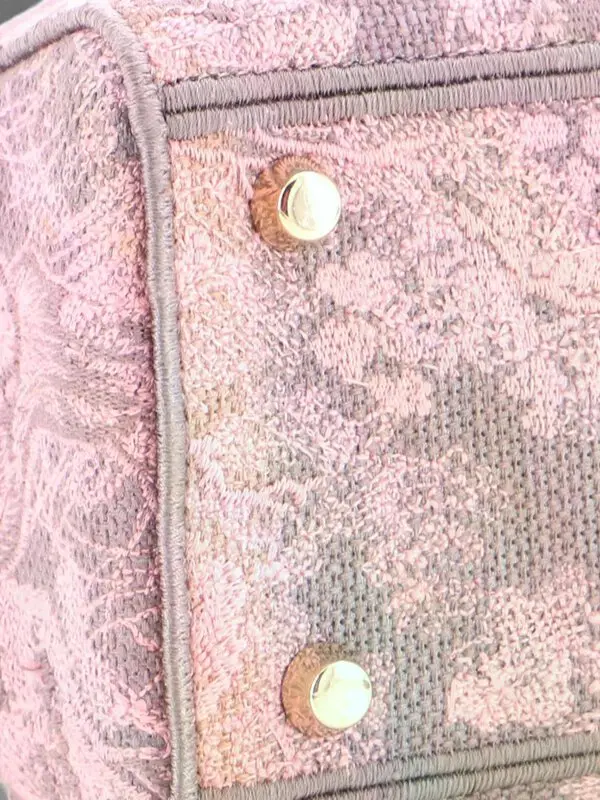 Dior Lady D-lite Bag Embroidered Canvas Medium Satchel - Pink