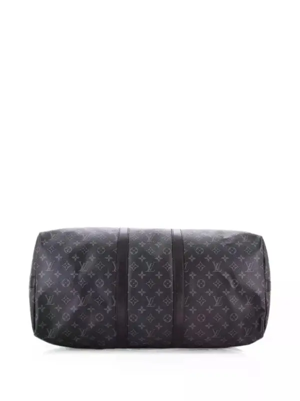 LOUIS VUITTON Keepall Bandouliere Bag Monogram Eclipse Canvas 55 Travel Bag - Black