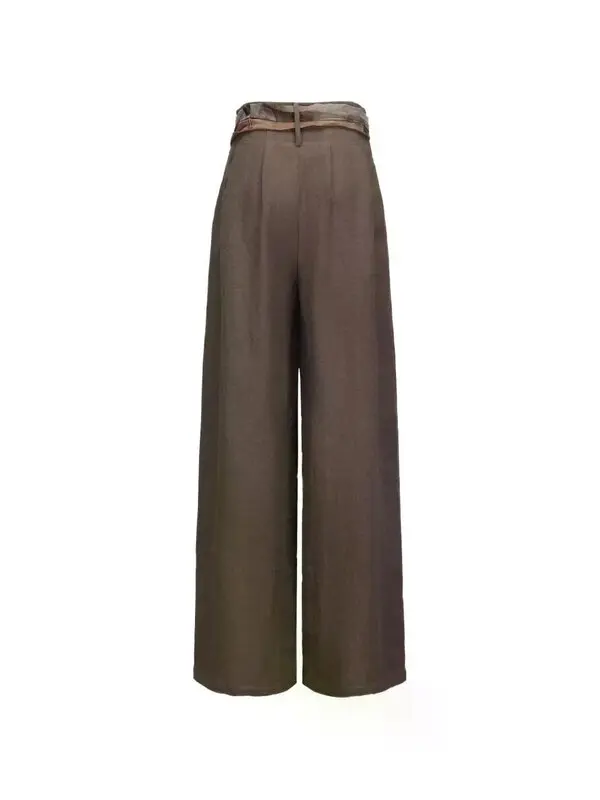 ELYWOOD Belted Pleated Palazzo Pants