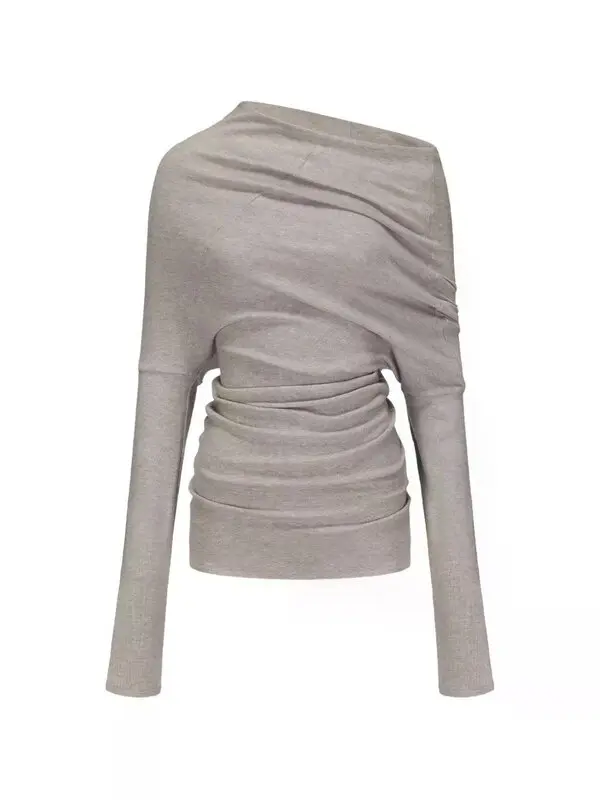ELYWOOD Asymmetric Draped Off-shoulder Long-sleeved T-shirt - Neutrals