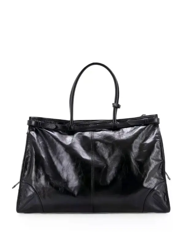 Prada Bonnie Handbag Vitello Shine Extra Large Tote Bag - Black