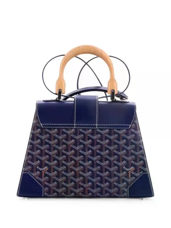 Goyard Saigon Top Handle Bag Coated Canvas With Leather Pm Satchel - Blue