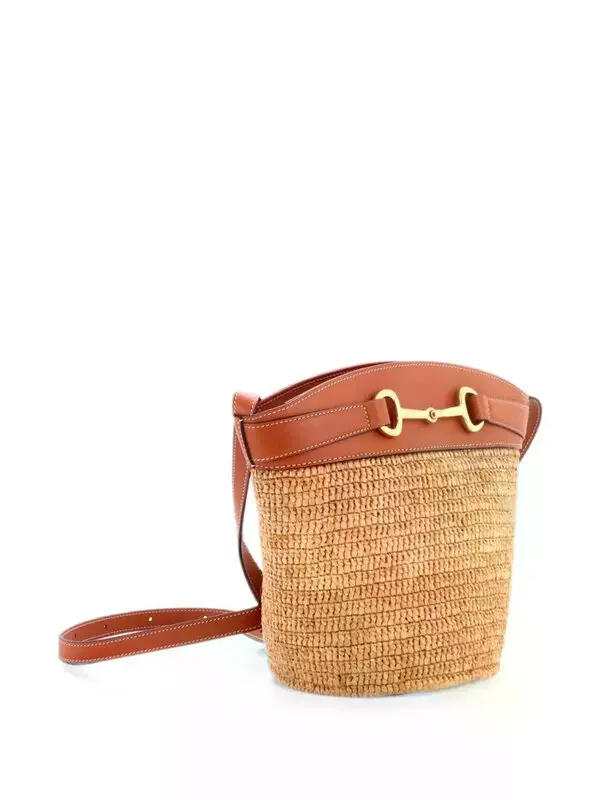 Celine Crecy Raffia With Leather Bucket Bag