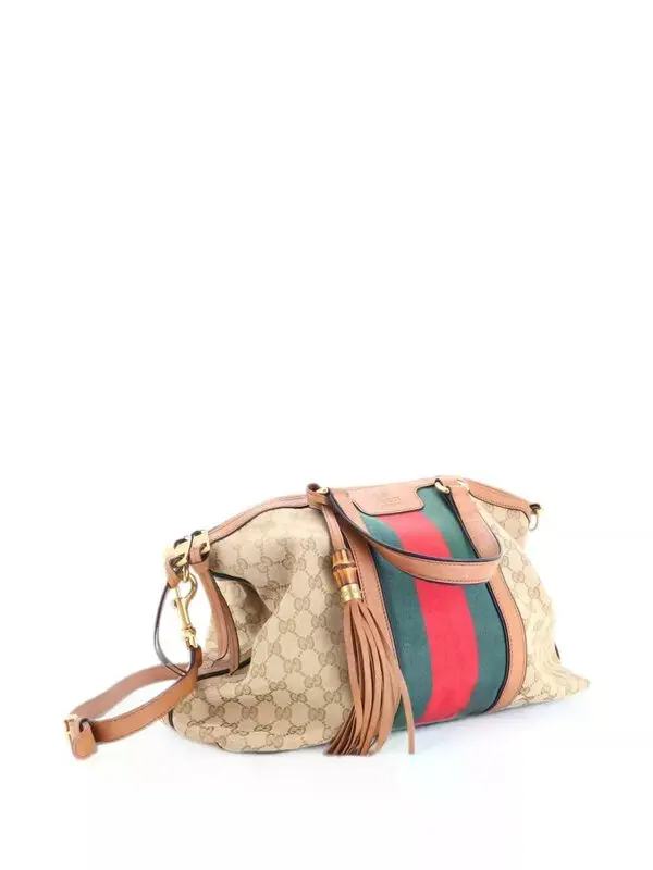 Gucci Rania Convertible Top Handle Bag Web Gg Canvas Medium Tote Bag